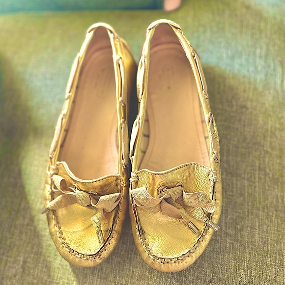 Coach | Shoes | Coach Gold Metallic Slip On Rubber Sole Loafer Size 7 ...